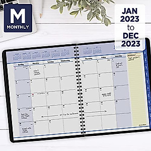 AT-A-GLANCE 2023 Monthly Planner, QuickNotes, 7" x 8-3/4", Medium, Monthly Tabs, Pocket, Black (760805)