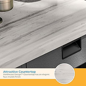 Suncast Backyard Oasis Entertainment Pull-Out Drawers and Shelving Space, Water-Resistant Outdoor Food and Bar Unit, Gray