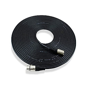 GLS Audio 50ft Mic Cable Patch Cords - XLR Male to XLR Female Black Microphone Cables - 50' Balanced Mike Snake Cord - SINGLE