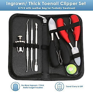 8 PCS Toenail Clippers Kit for Thick or Ingrown Nails, Professional Heavy Duty Ingrown and Thick Toenail Clippers, Sharp Stainless Steel Nail Cutter Set Toenail Pedicure Treatment Tool for Elderly