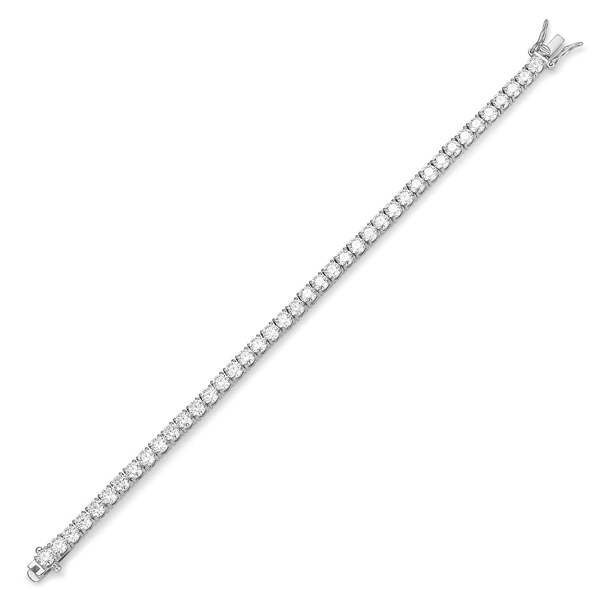 Amazon Essentials Platinum Plated Sterling Silver Round Cut Cubic Zirconia Tennis Bracelet (4mm), 7" (previously Amazon Collection)