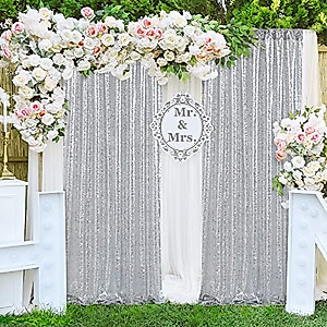2 Pieces 2FTx8FT Silver Sequin Curtain Wedding Party Backdrop Photography Background Christmas Sequin Panels