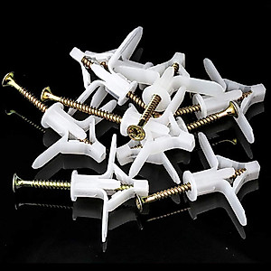 Ling-Ming CL-Link Plasterboard Fixings, Aircraft Expansion Anchor Bolts Tube and Countersunk Screws, Frame Fixings Wall Connector for Wall Curtain Gypsum Board Fixings(50 + 50 Screw)100 Pcs, White