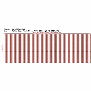 Piper Classics Market Place Red Ticking Stripe Bulk Yardage, One Yard, 36" x 110" Wide