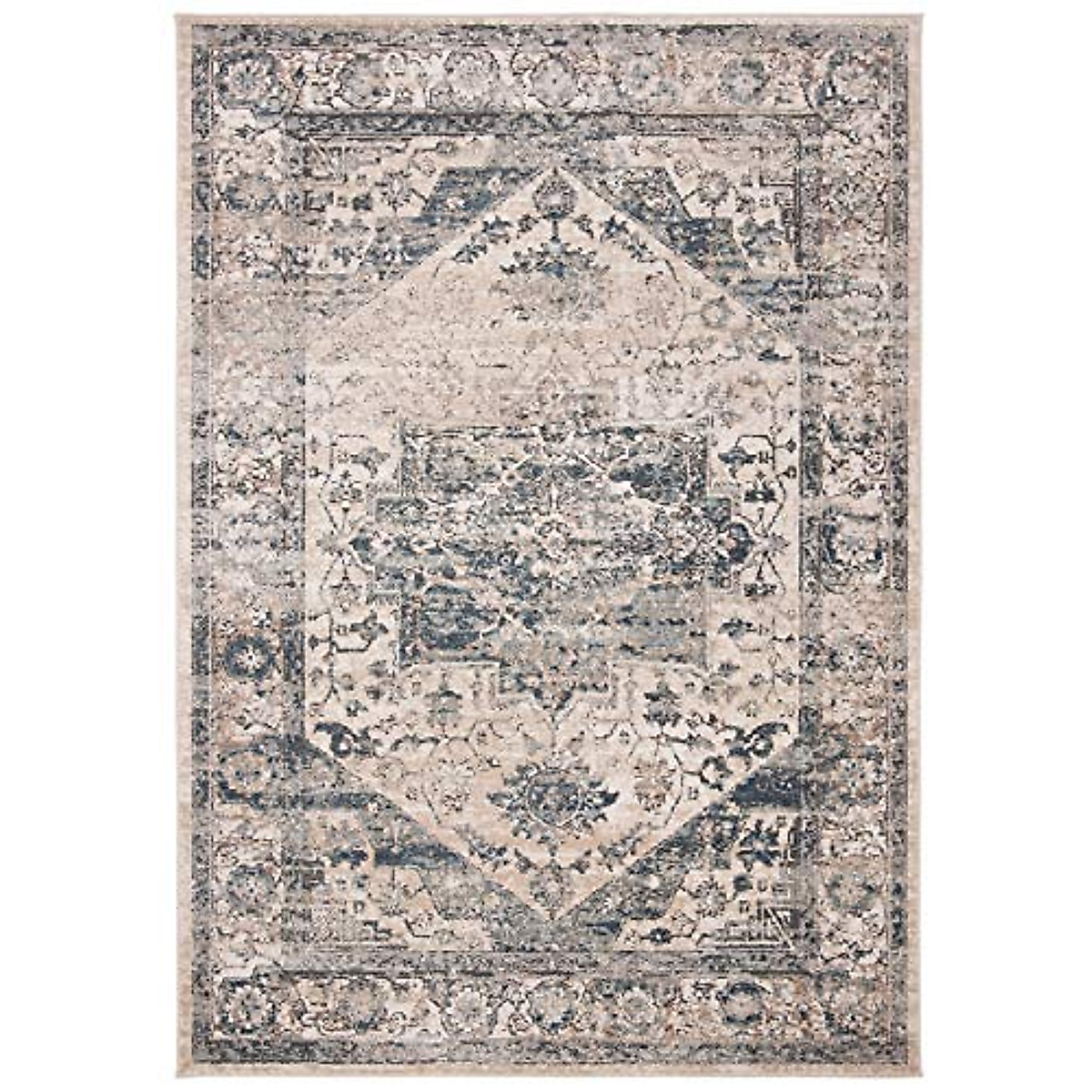 Martha Stewart Collection by SAFAVIEH 9' x 12' Ivory/Blue MSR868A Jackson Non-Shedding Area Rug