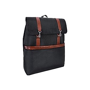 McKleinUSA Element, 1680D Ballistic Nylon with Leather Trim, 17" Nylon, Two-Tone, Flap-Over, Laptop & Tablet Backpack, Black (78475)