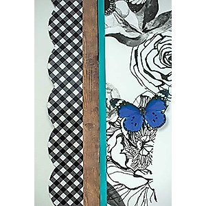 Schoolgirl Style Black and White Gingham Bulletin Board Borders, Woodland Whimsy Classroom Decorations, 39 Feet