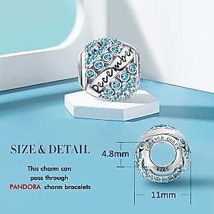 DEcember Birthstone Charms for Charms Bracelet 925 Sterling Silver Bead Openwork Charms, Happy Birthday Charms for Pandora Bracelet and Necklace