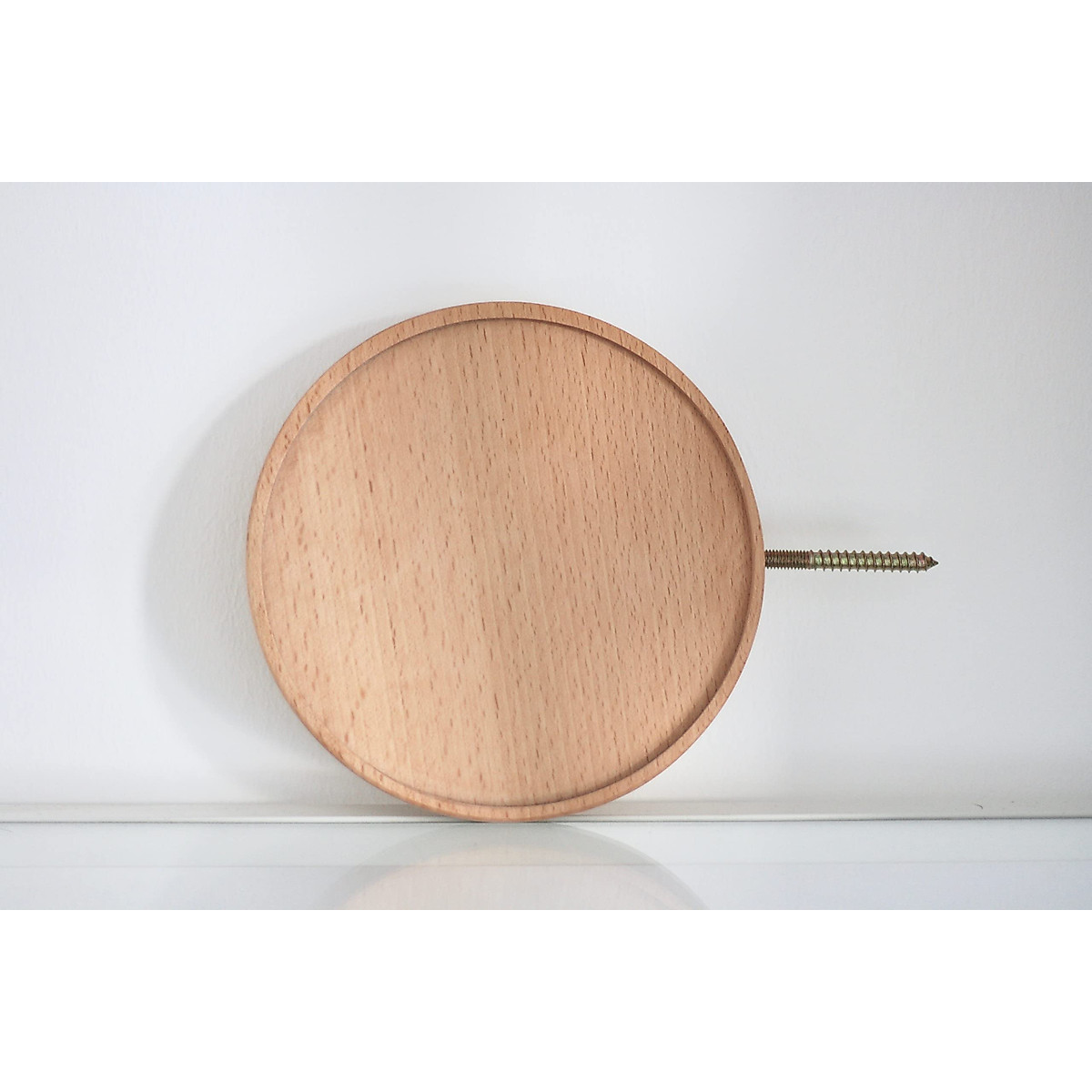 anaan Coracle Floating Shelf Wood Round Wall Mounted Showcase Wall Shelf Hanging Planter Storage Wooden Shelf for Plants Photo Candle Invisible Wall Decoration Design Set of 2 (Diameter Ø5.9 inch)