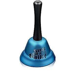 Hand Bell Loud Dinner Bell Service Bell 5.3 Inch Metal Call Bell Hand Bells Classroom Bell for Schools,Offices,Reception,Hotels (BLUE)
