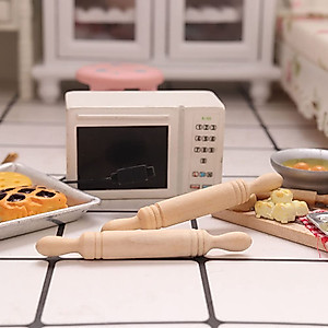 LUOZZY 15Pcs Mini Rolling Pin for Craft Wooden Rolling Pin Models Mini Rolling Sticks Simulation Kitchen Toys for Cake Baking, 2inches