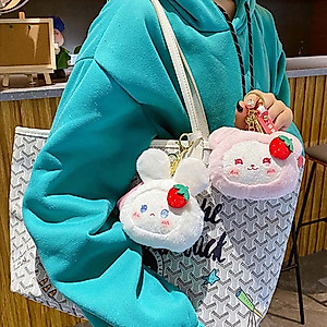 SXWT Cute Kawaii Kids Children with Keychain Baby Girls Plush Doll Storage Bag Wallet Bag Pendant Mini Coin Purse(White)