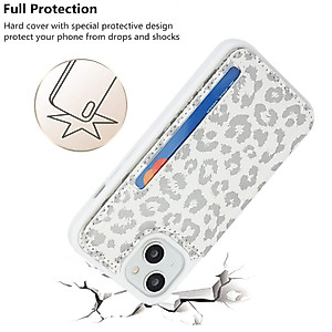 iCoverCase Compatible with iPhone 13 Phone Case with Card Holder, Wallet Case for Women Men RFID Blocking PU Leather Case 6.1 Inch (Gray Leopard)