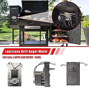 Replacement Parts 2.0 RPM Auger Motor for Louisiana Pellet Grills Part Numbers 50104 50102 Compatible with Louisiana Grills Most Pellet Grills (Except V7PC1 Vertical Smoker )