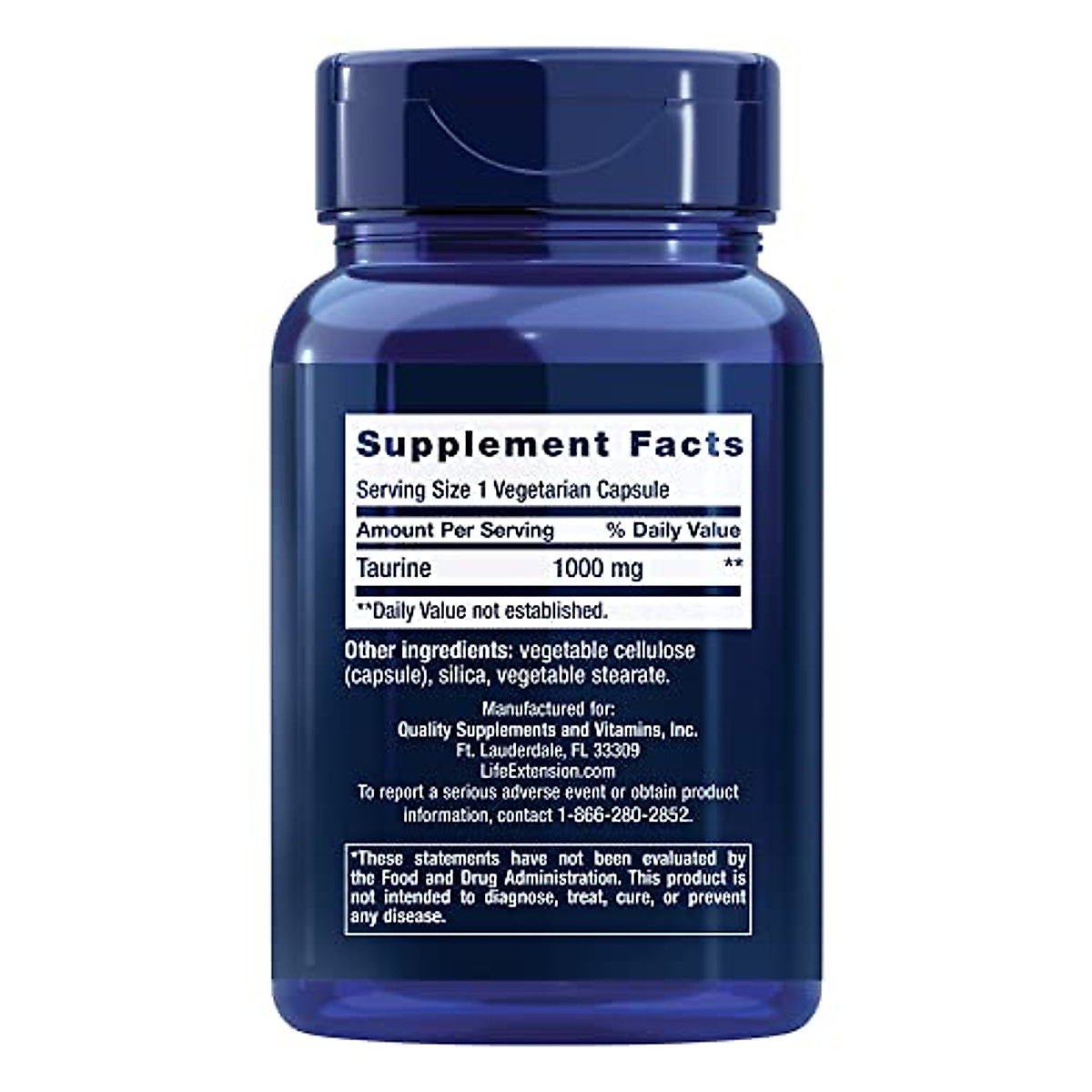 Life Extension Taurine 1000 mg – For Muscle, Liver, Heart, Nerve, Brain & Eye Health - Promotes Overall Cardiovascular Health - Gluten-Free, Non-GMO – 90 Vegetarian Capsules