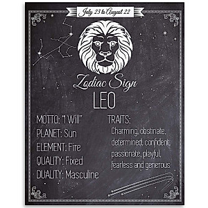 Astrology Posters - Zodiac Sign Leo, The Lion - 11x14 Unframed Print - Great Vintage Zodiac Poster, Astrology and Aptitude Vintage Home Wall Decor for Astrology Enthusiasts, Leo Constellation Wall Art