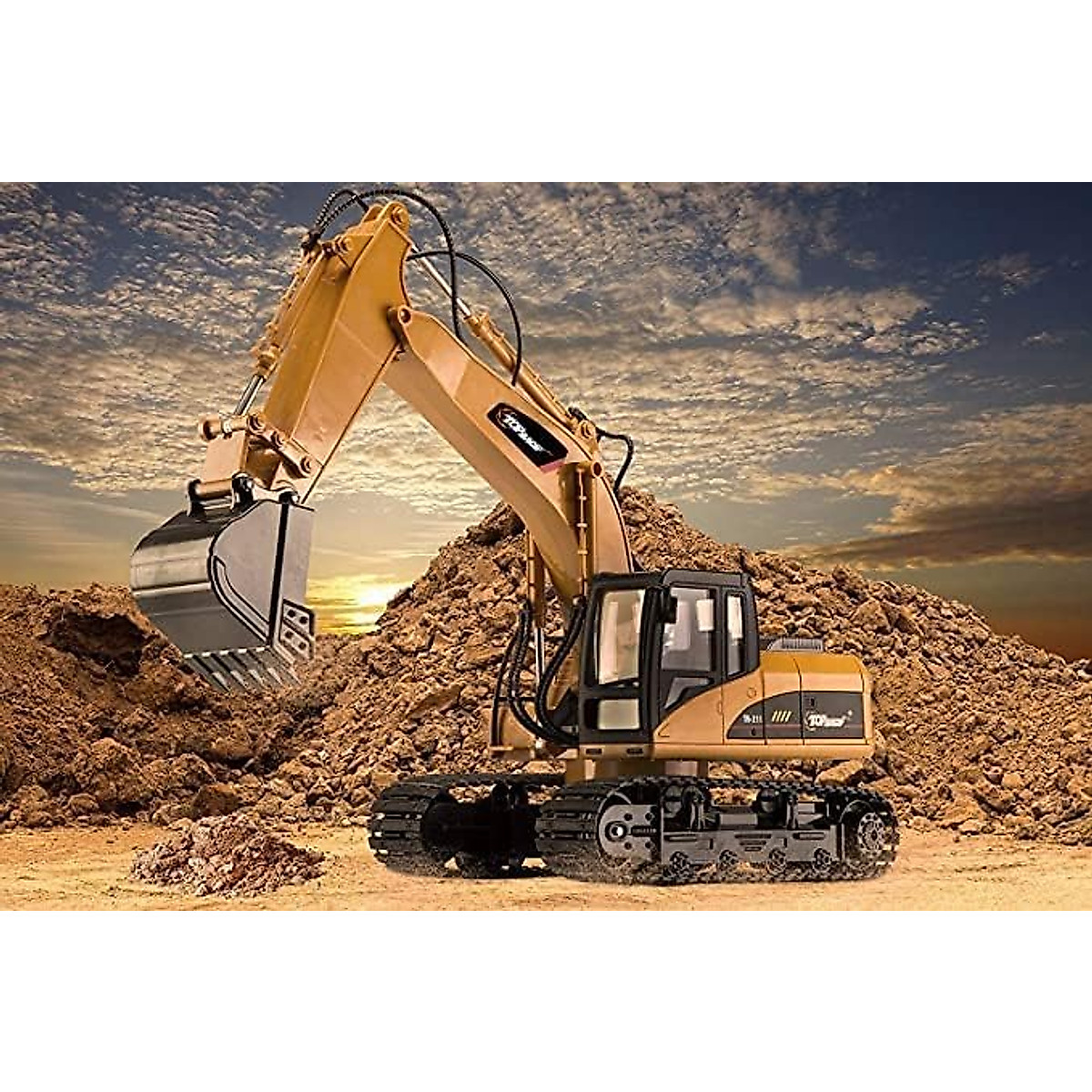 Top Race 15 Channel Remote Control Crane Toy - Battery Powered 1:14 Scale RC Construction Vehicles with Heavy Metal Hook - Crane Truck for Kids 8-12 - Full Functional RC Crane with 2.4GHz Remote