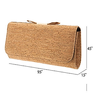 JNB Women's Cork Clutch With Bow, Solid33