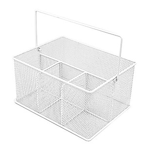 Sorbus® Utensil Caddy — Silverware, Napkin Holder, and Condiment Organizer — Multi-Purpose Steel Mesh Caddy—Ideal for Kitchen, Dining, Entertaining, Tailgating, Picnics, and Much More (White)