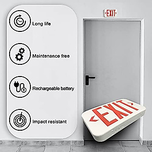 Ciata Red Led Emergency Exit Lights with Battery Backup - Emergency Fire Exit Sign, Light up Exit Sign, Lighted Exit Sign, Exit Signs for Business, Neon Exit Sign, Exit Sign Battery Powered - 12 Pack