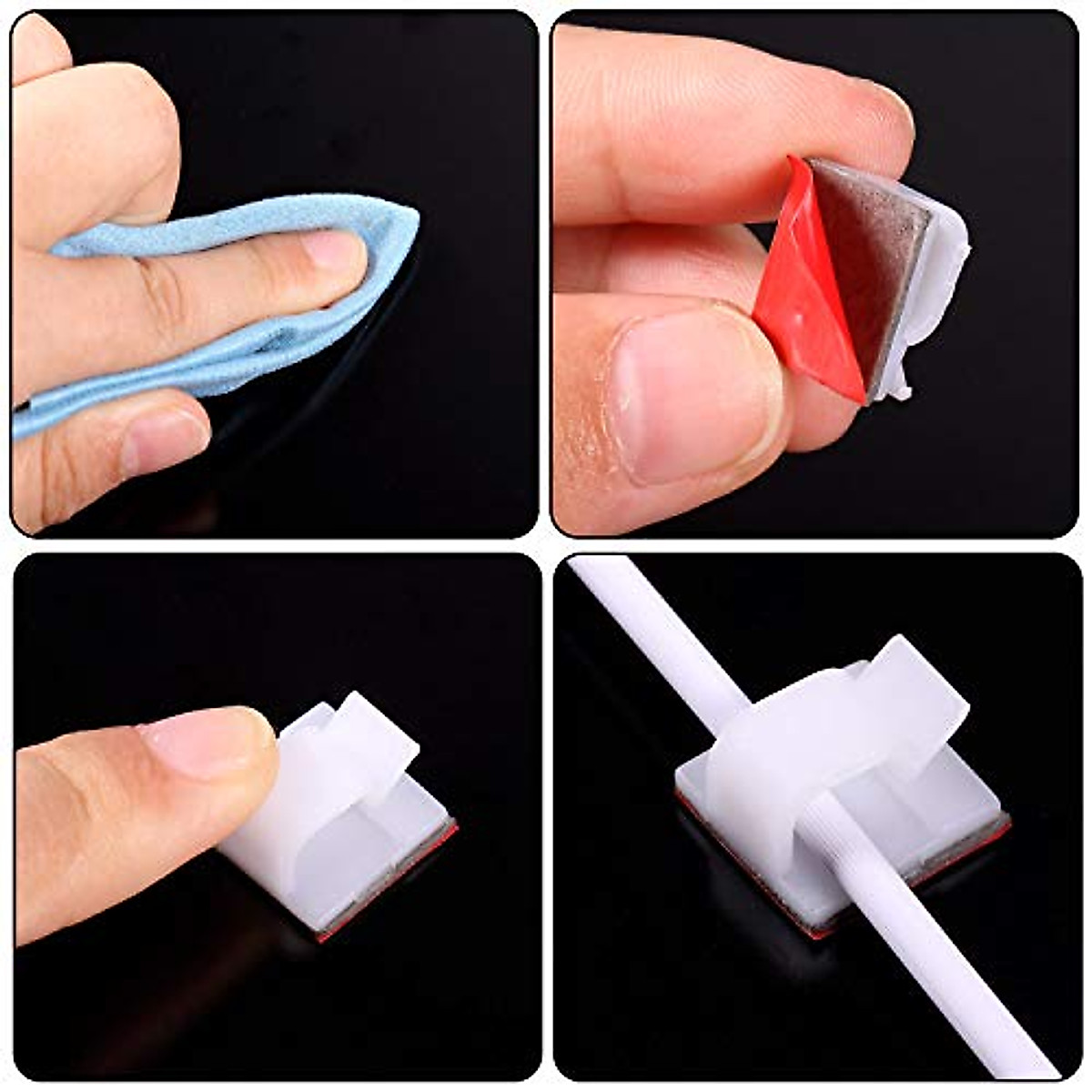 100 Pieces Cable Clips Outdoor Light Clips Cord Organizer Self Adhesive Wire Clips Mini Hooks Cable Wire Management Holder for Car Office Home Fairy Light Decoration (White, Small)