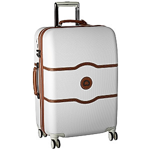DELSEY Paris Chatelet Hard+ Hardside Luggage with Spinner Wheels, Champagne White, Checked-Medium 24 Inch
