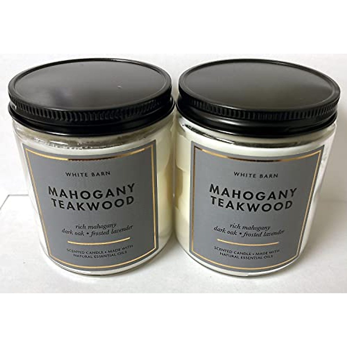 Bath and Body Works 2 Pack Mahoganny Teakwood Single Wick Candle. 7 Oz.