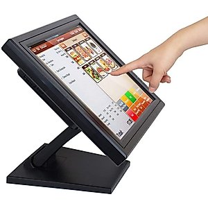LOYALHEARTDY 17" Touch Screen LED Display Monitor, Cash Register VOD System POS Stand Restaurant VGA LED Touch Screen Monitor HD Touch Screen POS, with ergonomic base, 1280X1024 Maximum Resolution