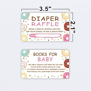 JCVUK Set of 25 Baby Shower Invitations with Envelopes, Diaper Raffle Tickets and Baby Shower Book Request Cards,Colored Donut Theme Babyshower Party For Boys or Girls(YQKTZ-B12)