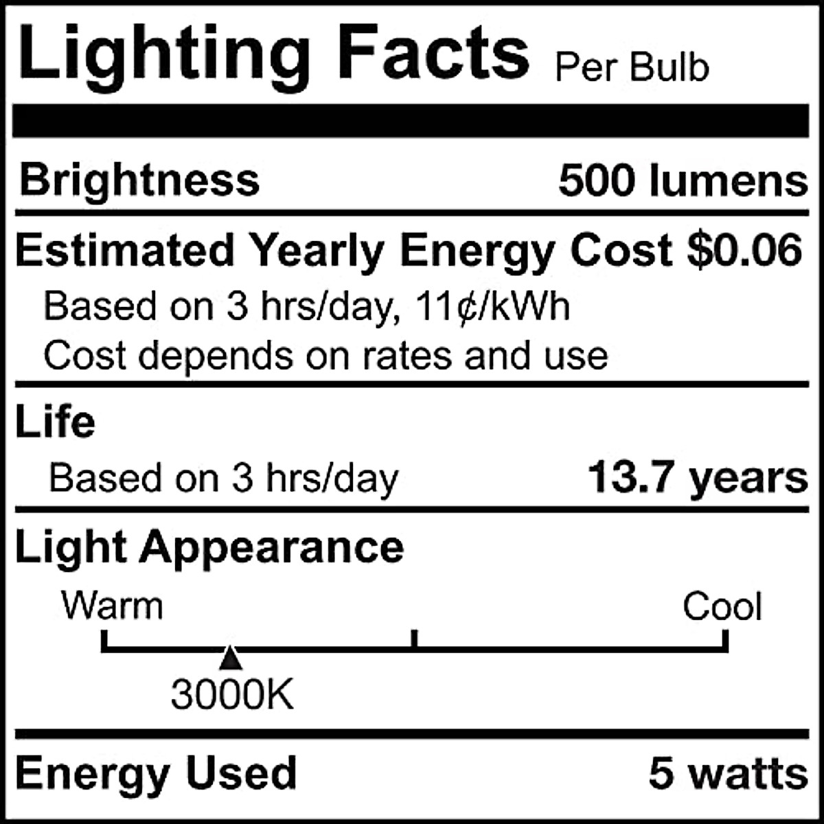 Bulbrite Pack of (4) 5 Watt Dimmable Clear Filament B11 Candelabra (E12) LED Bulb - 500 Lumens, 3000K, and 80 CRI