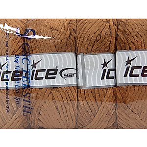 Lot of 4 x 100gr Skeins Ice Yarns Velvet Chenille Yarn Light Brown