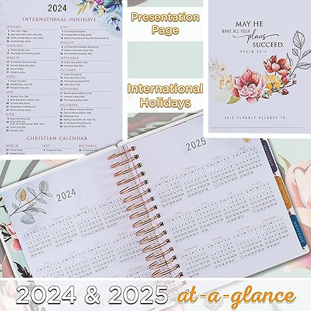 Christian Art Gifts Inspirational 18 Month Wirebound 2024 Planner for Women: I Can Do All This - Philippians 4:13 Bible Verse, Personal Week Organizer w/Elastic Closure Aug 2023-Jan 2025, Teal Floral