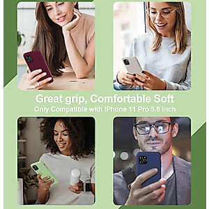 Vooii for iPhone 11 Pro Case, Soft Liquid Silicone Slim Rubber Full Body Protective iPhone 11 Pro Case Cover (with Soft Microfiber Lining) Design for iPhone 11 Pro - Matcha