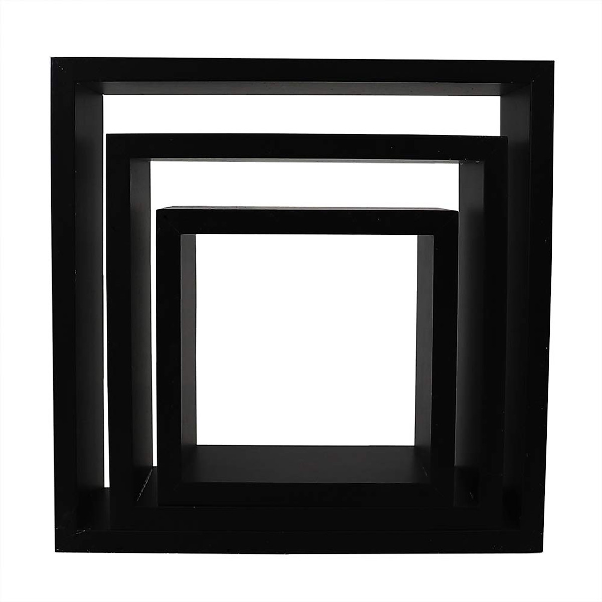 Home Basics Durable 3-Piece MDF Floating Wall Cubes (1, Black) | Shadow Box Frames are Perfect for Any Room | Frame Your Favorite Items on Display