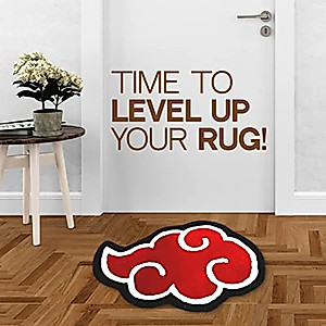 Red Cloud Modern Fluffy Rug - Non Slip Ultra Soft Tufted Anime Room Decor Polyester Nursery Rug, Rugs for Bedroom, Decorative Indoor and Outdoor Rug, Living Room Red Black Carpet, 58x84cm