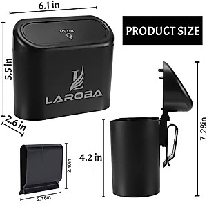 Laroba Car Trash Can with Lid - Mini Auto Dustbin Garbage Organizer | Two Roll Plastic Trash Bags | Automotive Garbage Container Bin for Vehicle, Home, Office