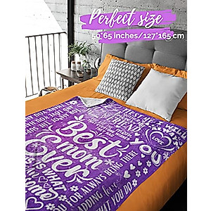 Mom Gifts, Mom Throw Blanket, Best Mom Ever, Birthday Gifts for Mom, Throw Blanket for Mother from Daughter or Son 65 x 50 Inches, Purple