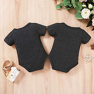2Pcs Newborn Twins Baby Boys Girls Short Sleeve Letter Print Romper Bodysuit Summer Outfit Clothes 0-12M (0-3 Months, Charcoal Black-02)
