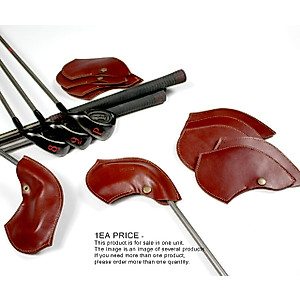 moriskorea Golf Club Head Cover (11pcs) Custom Initial Wedge Iron Protective Cowhide Full Grain Vegetable Leather Fit All Brands Titleist, Callaway, Ping, Taylormade, Cobra Etc. 1 Set. (Black)