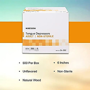 McKesson Tongue Depressor, Non-Sterile, Wooden, Adult, 6 in, 5000 Count