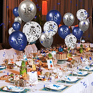 18th Birthday Balloons, 15 PCS Navy Blue Silver Latex 18th Birthday Balloons for Boys Girls 18th Anniversary Happy Birthday Party Decorations Navy Blue Balloons Decor Supplies,12 Inches