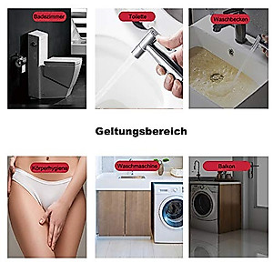 Handheld Bidet Sprayer Head Stainless Steel Bathroom Bidet Spray Toilet Faucet Sprayer for Shower Bathroom Douche Shattaf Hygiene Toilet Cloth Diaper Cleaning (Black)