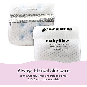 Bath Pillow - Extra Comfortable Cushioned 4D Bathtub Pillow - Bath Pillows for Tub, Jacuzzi, Hot Tub Pillow for Back and Head and Neck Support by Grace and Stella