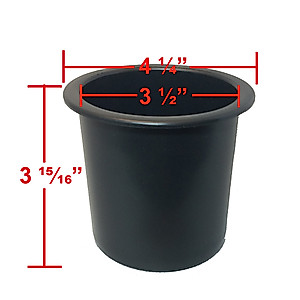 FR Universal Replacement Plastic Cup Holder, Black, 3 5/8" Diameter