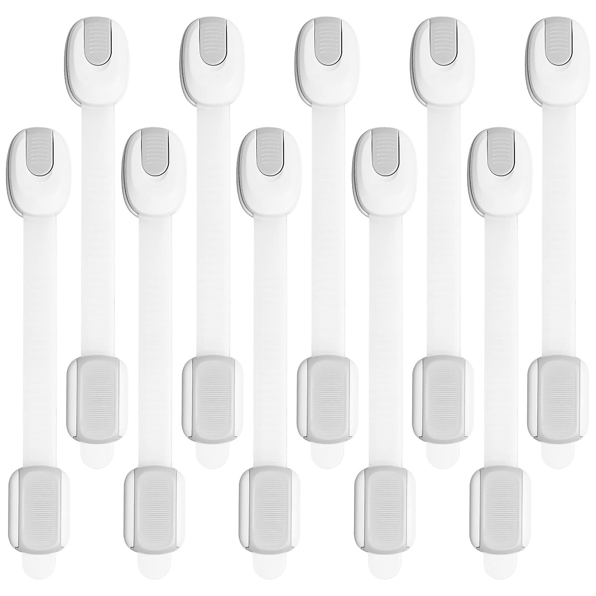 Mum & Cub Child Safety Strap Locks, Baby Proofing Locks for Cabinet, Drawer, Fridge, Toilet, Oven, Dresser and More, Strong Adhesive, Easy to Use (10 Locks, 10 Outlet Plug Covers)
