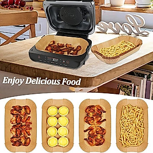 10 quart Rectangle Air Fryer Disposable Paper Liner (8 x 6 inches), 100PCS Food Grade Parchment Liners for Ninja DZ401, Ninja Foodi Dual Air Fryer XL