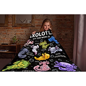 Axolotl Blanket - Cute Axolotl Plush Gifts for Girls Boys Kids Axolotl Lovers - Cartoon Axolotls of The World Fleece Soft Cozy Throw Sheet 50" X 40" Lovely Decor for Couch Sofa Birthday Decorations