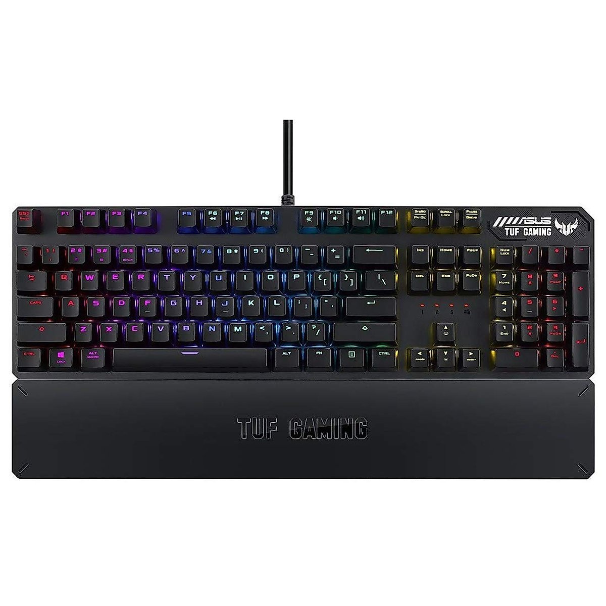 ASUS Mechanical PC Gaming Keyboard for PC - TUF K3 | Programmable Onboard Memory | Dedicated Media Controls, Aura Sync RGB Lighting | Detachable Magnetic Wrist Rest | Highly Durable | Black (Renewed)