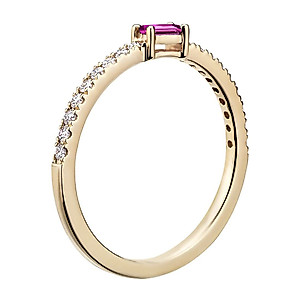 Jewelrygift Plated Stacking Band Ring Created-Pink-Sapphire Gtone Daliy Wear, Party Wear, Ofice Wear Beautiful Engagement Wedding Jewelry for Men and Women Ring : 5.5