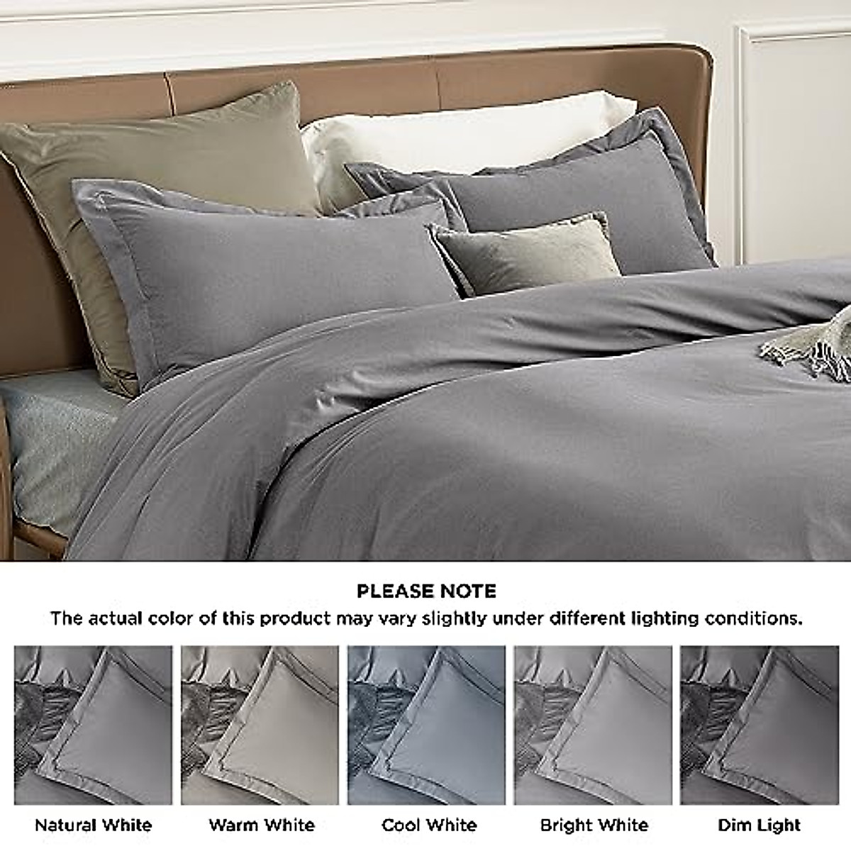 Bedsure Grey Duvet Cover Queen Size - Soft Brushed Microfiber Duvet Cover for Kids with Zipper Closure, 3 Pieces, Include 1 Duvet Cover (90"x90") & 2 Pillow Shams, NO Comforter